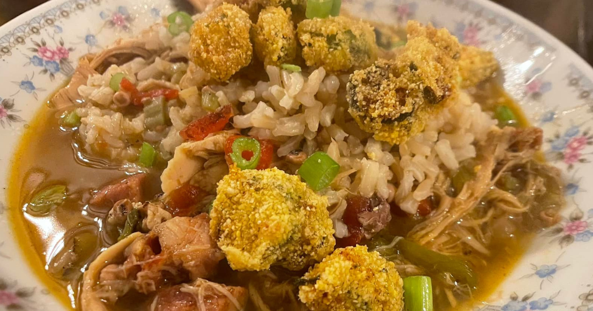 How to make a Louisiana Cajun Gumbo Recipe with a dark roux - Jessie's